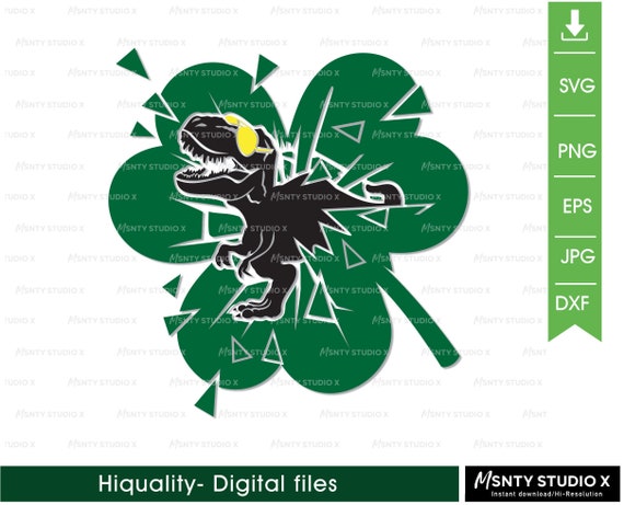Dinosaur St Patricks Day SVG Shamrock SVG Kids St Patricks | Etsy