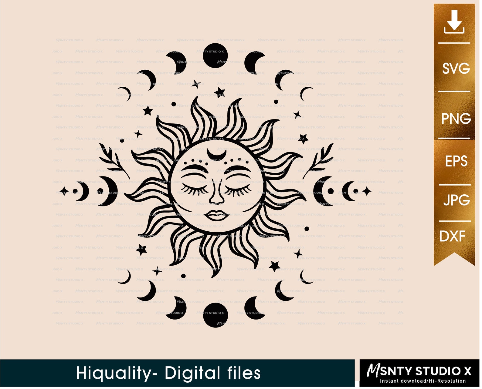 SUN and MOON Svg Mystical Svg Magic Moon Svg boho Svg - Etsy