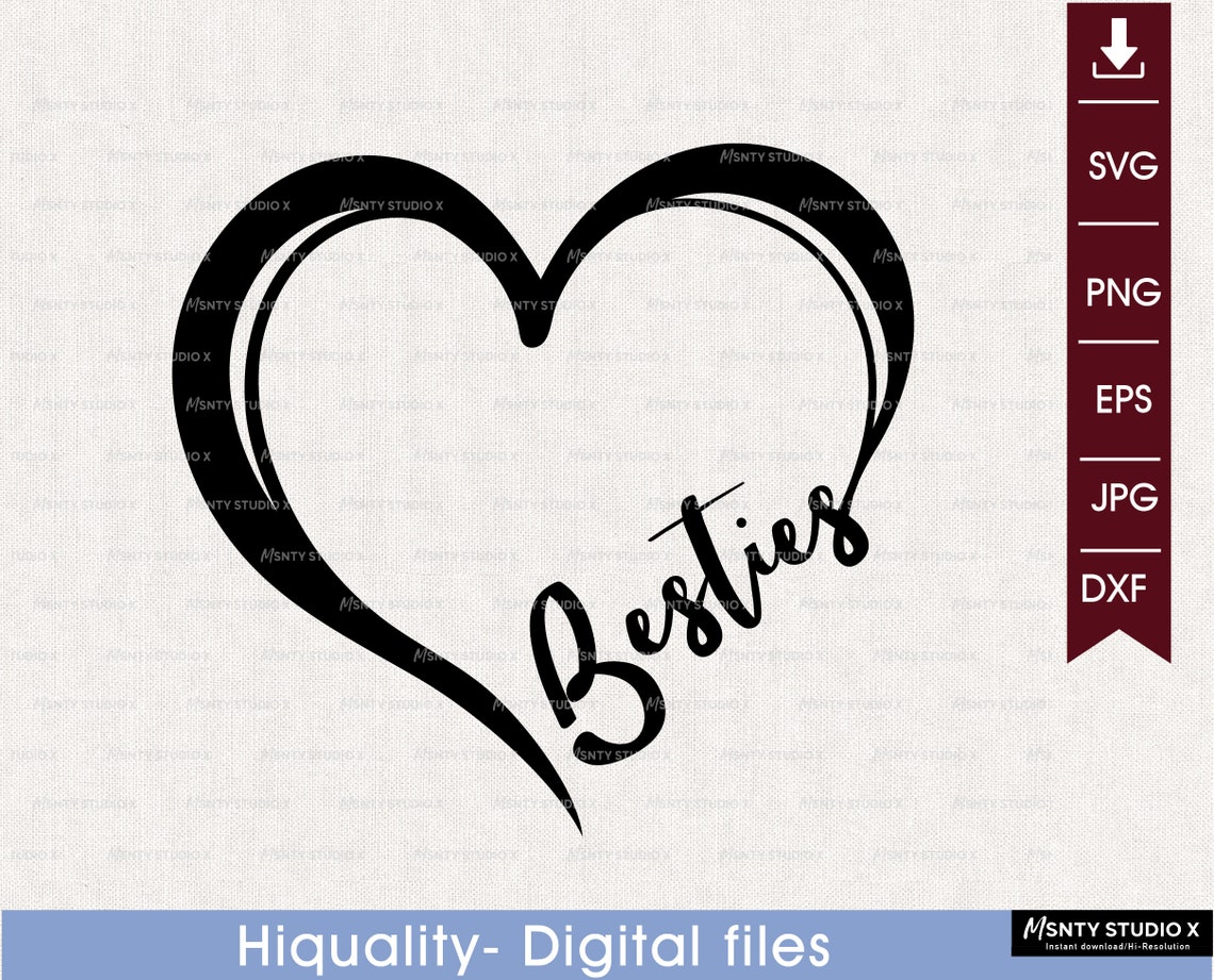Besties Heart Svg best Friend Svg Hand Drawn Heart Svg Best - Etsy