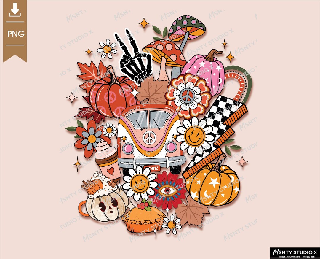Retro Fall PNG, Halloween Fall Png , Groovy Smile Fall Pumpkin, Fall ...