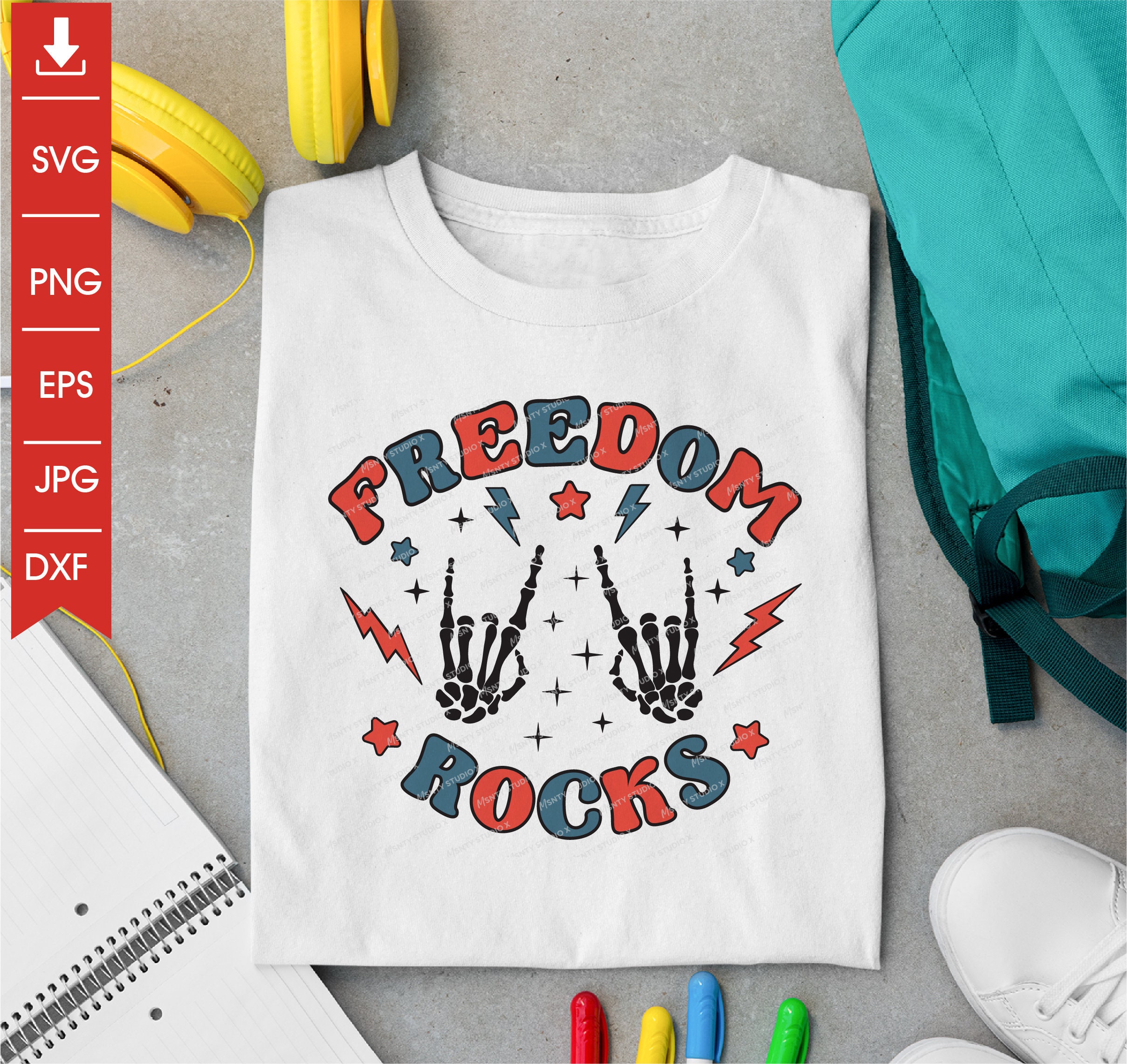 Freedom Rocks SVG Rocker Skeleton SVG Patriotic Svg Retro - Etsy