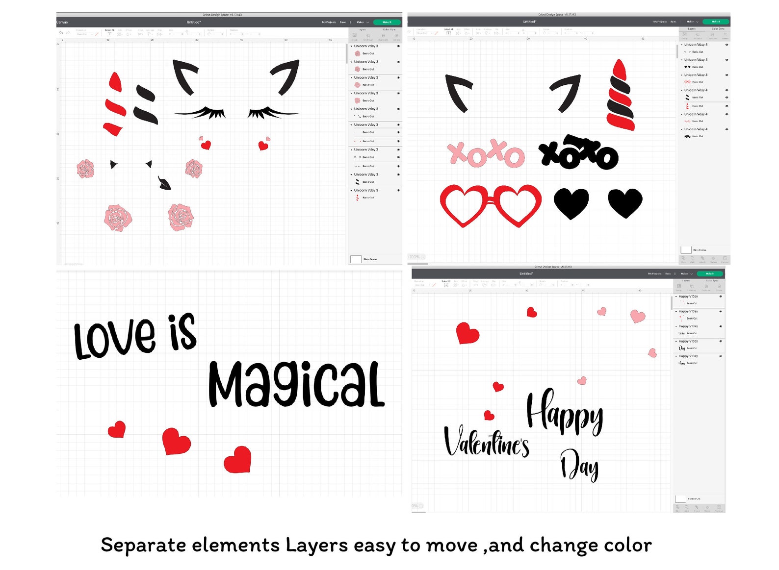 Valentine Unicorn Bundle Svgunicorn Face Svg Valentine Heart - Etsy