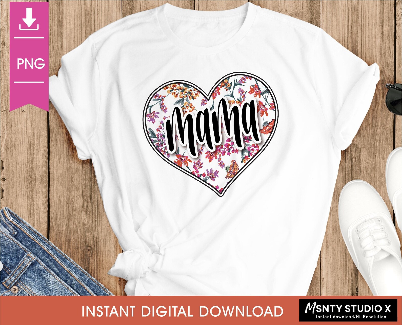 MAMA Floral PNG mother's Day Pngmama Heart Png mam - Etsy