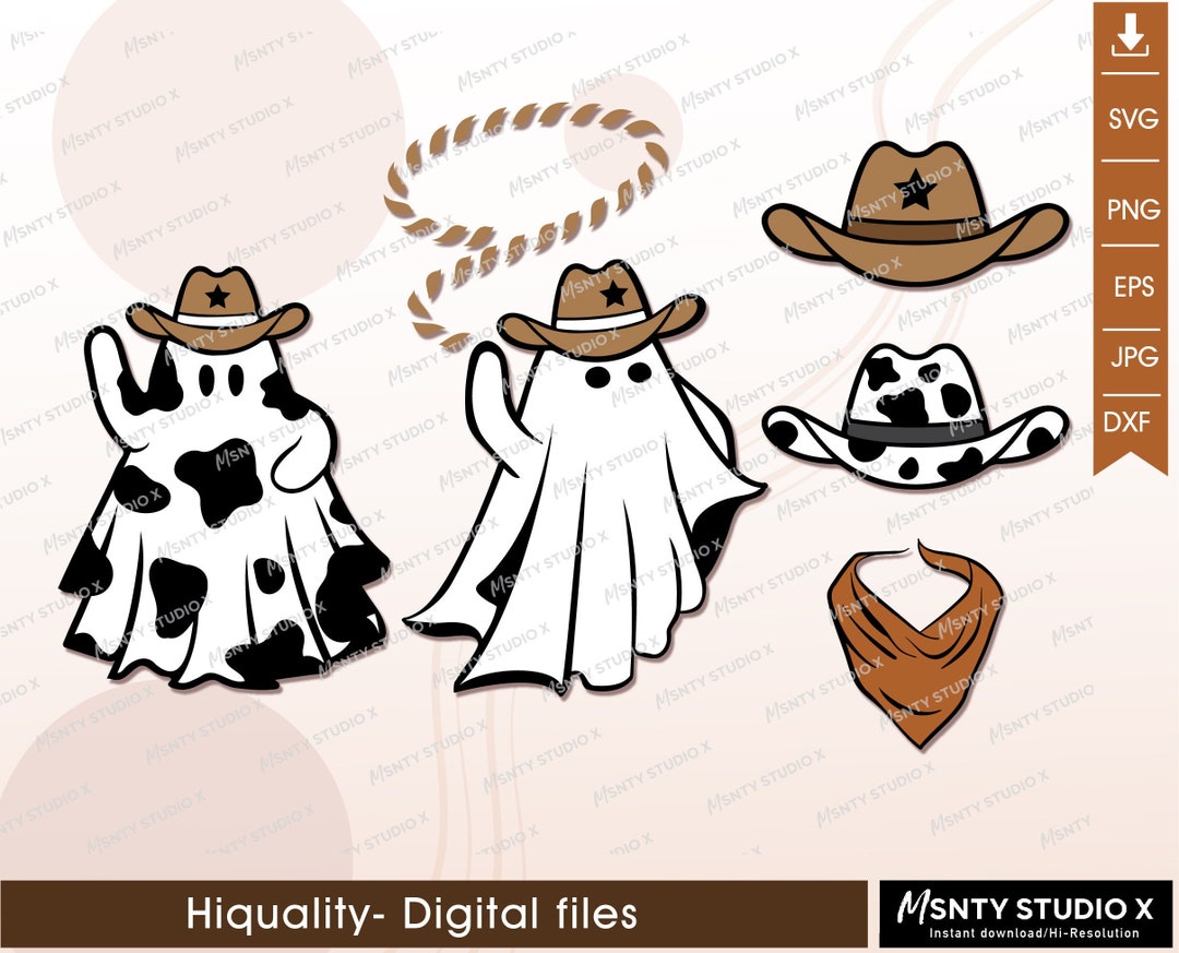 Cowboy Ghost SVG Cut File , Retro Halloween Svg, Cowboy Hat,cute ...