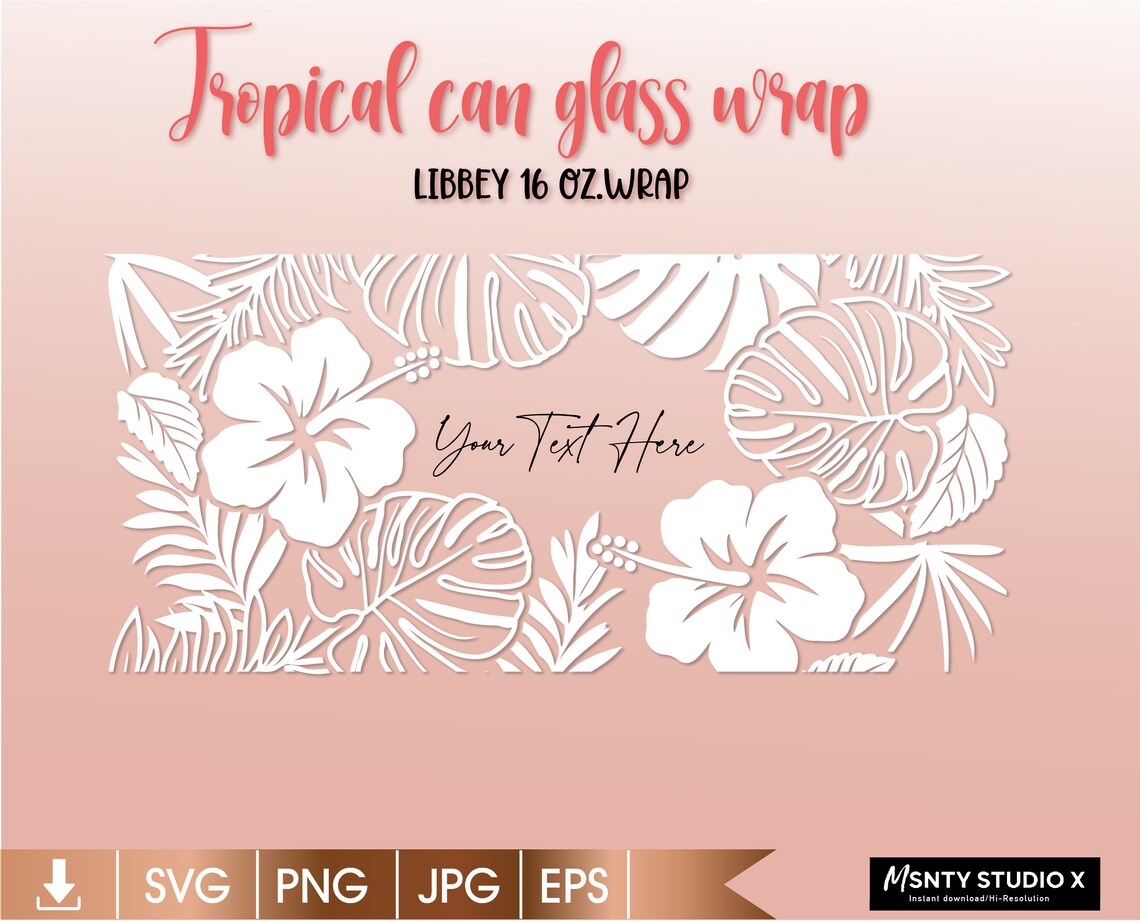 Full Wrap Tropical Leaf Glass Wrap Svgsummer Tropical Leaf - Etsy