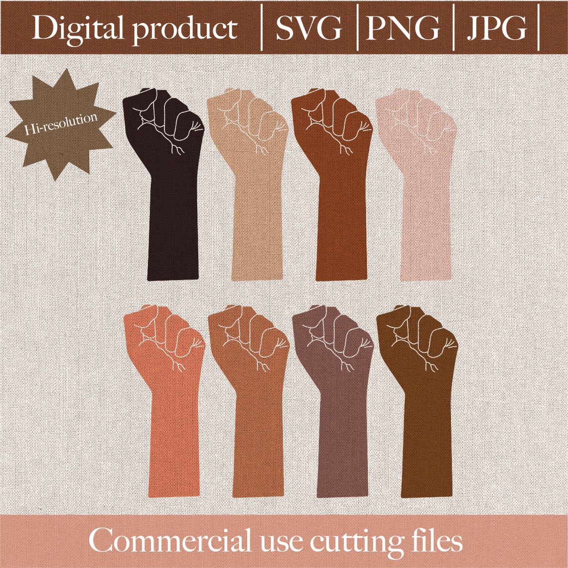 Skin Tone Hand Symbol of Language SVG Black Lives Matter SVG | Etsy