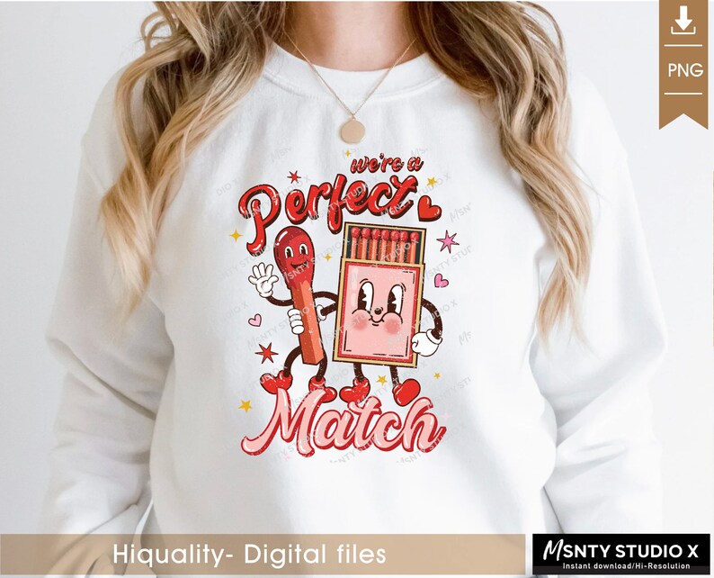 Were a Perfect Match PNG Retro Sublimation Hearts Png - Etsy