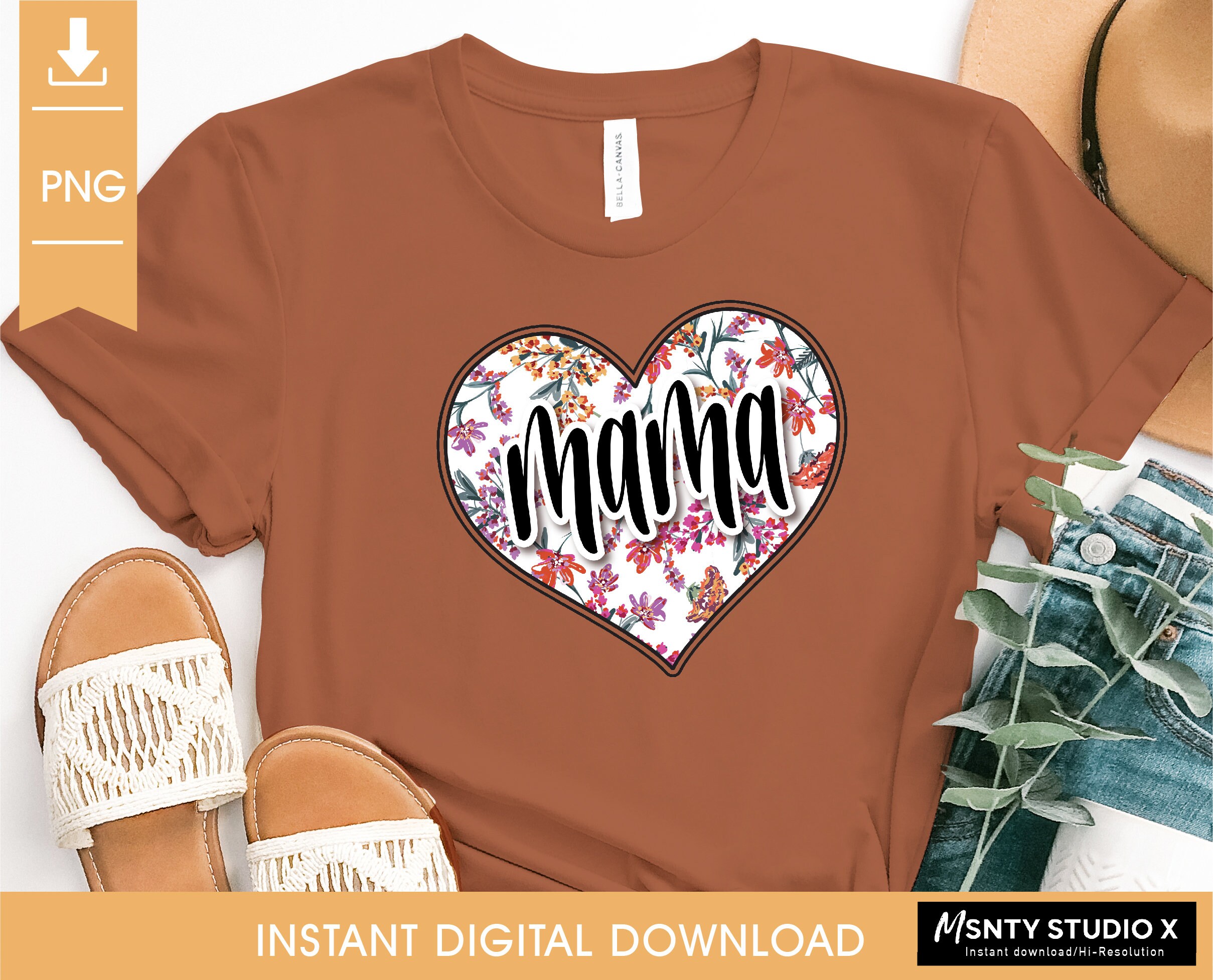 MAMA Floral PNG mother's Day Pngmama Heart Png mam - Etsy