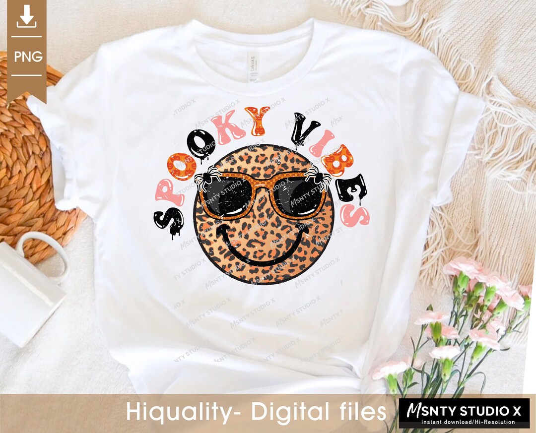 Spooky Vibes PNG Sublimation Design, Halloween Sublimation, Retro ...