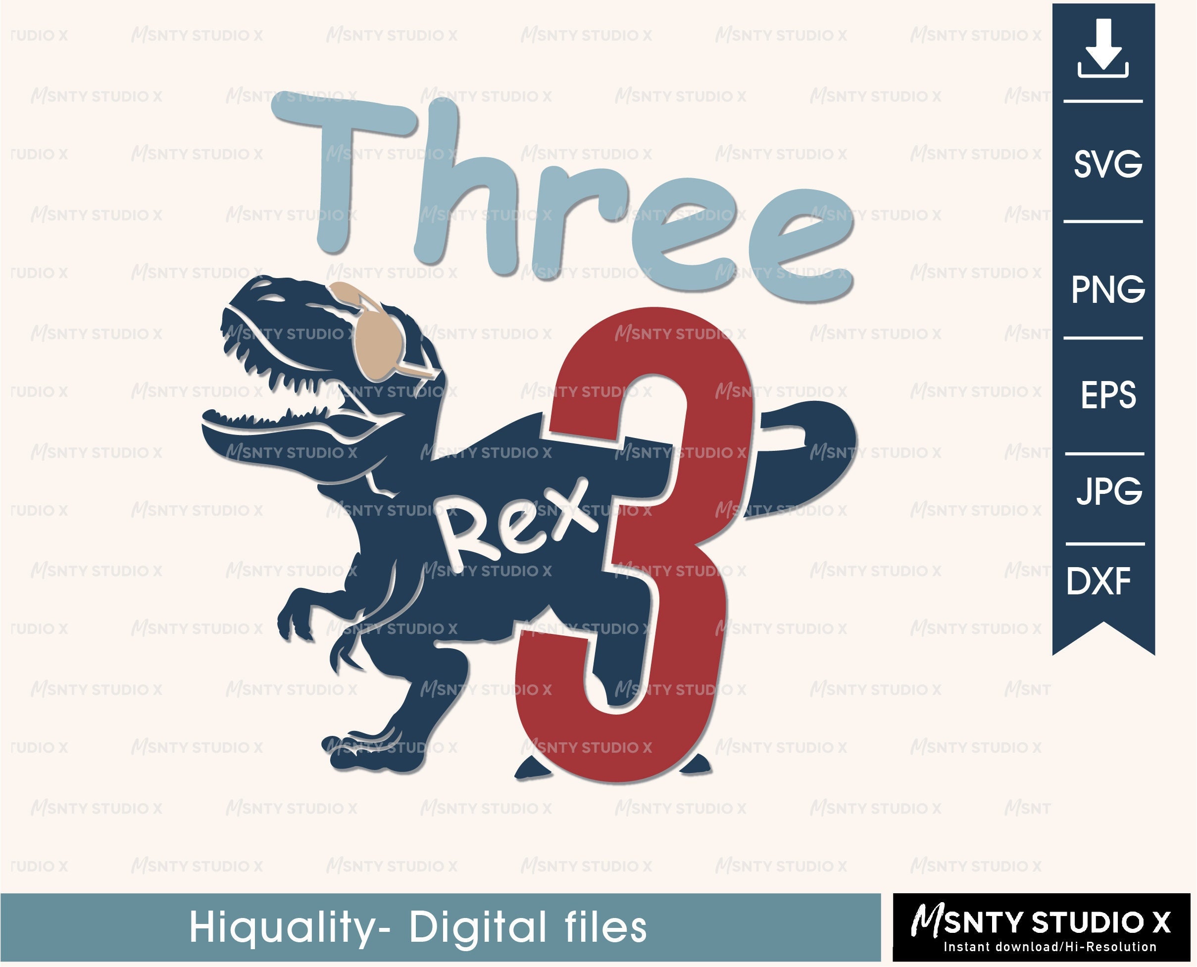 Three Rex Svg Dinosaur Birthday Svg 3rd Birthday Svg Third | Etsy