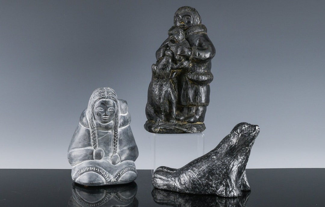 Fine Estate Lot of Hand Carved Canadian Inuit Figures Figurines Man ...