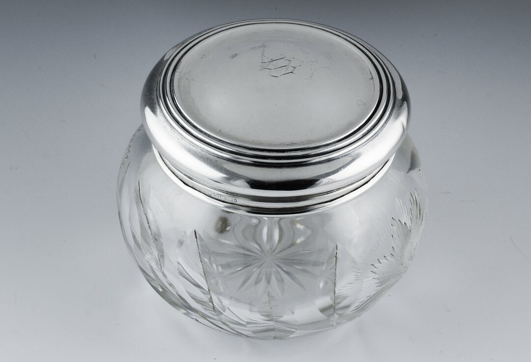 Fine Antique Roden Birks 925 Sterling Silver & Cut Glass M Monogram ...