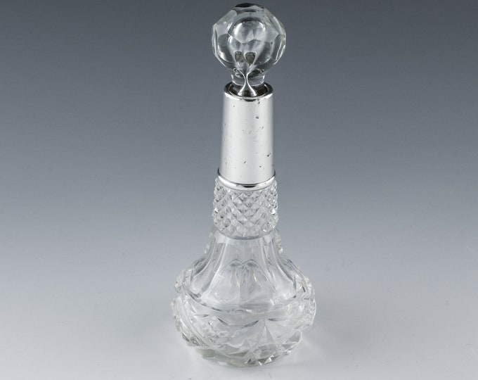 Very Fine Antique English 925 Sterling Silver Collar Cut Glass Perfume ...