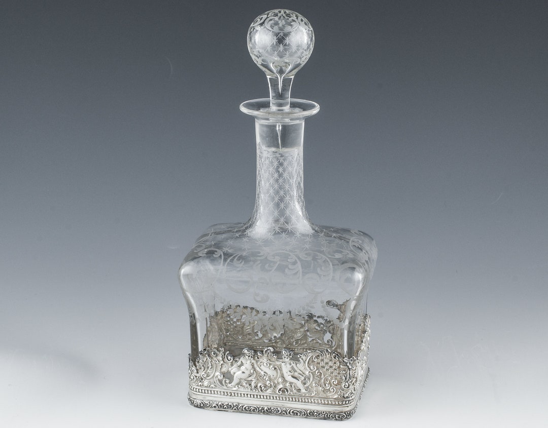 Super Rare C1890 Etched Victorian Glass Decanter Inside A Berthold ...