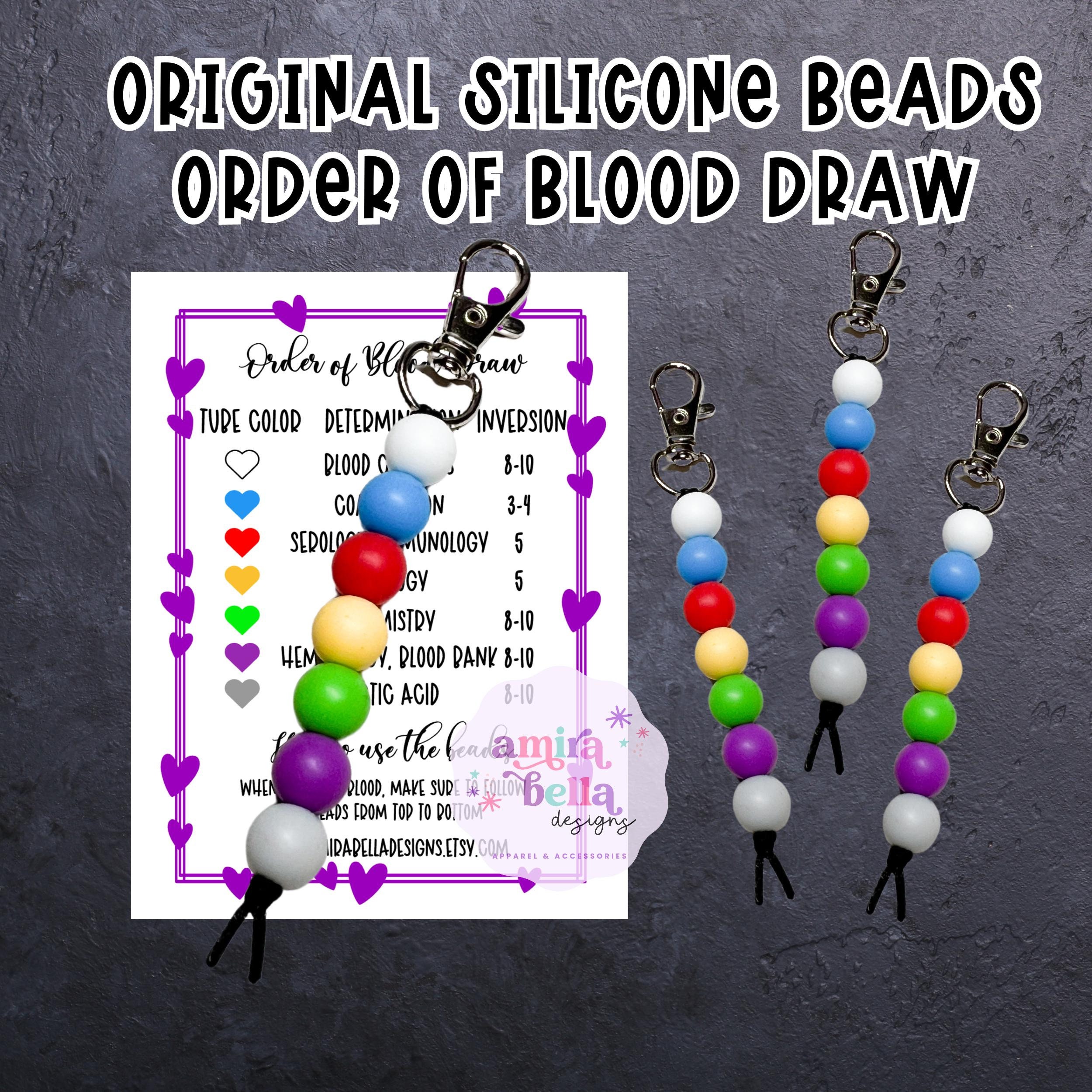 Order of Blood Draw Beads, Badge Reel Accessory for Student Nurses ...