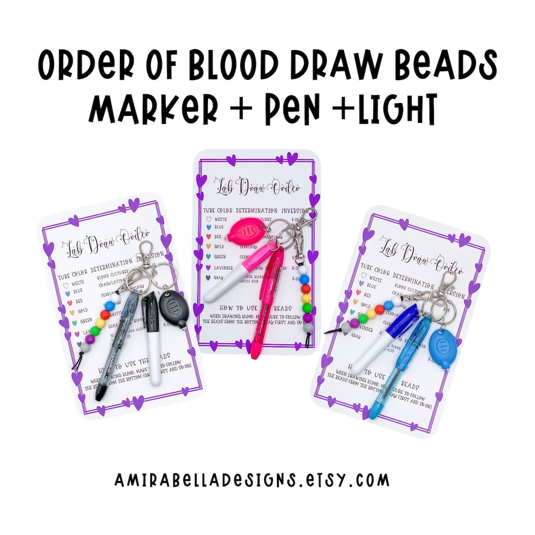 Nurse Gift Set, Blood Draw Beads, Mini Pen, Marker, Light, Badge Reel ...