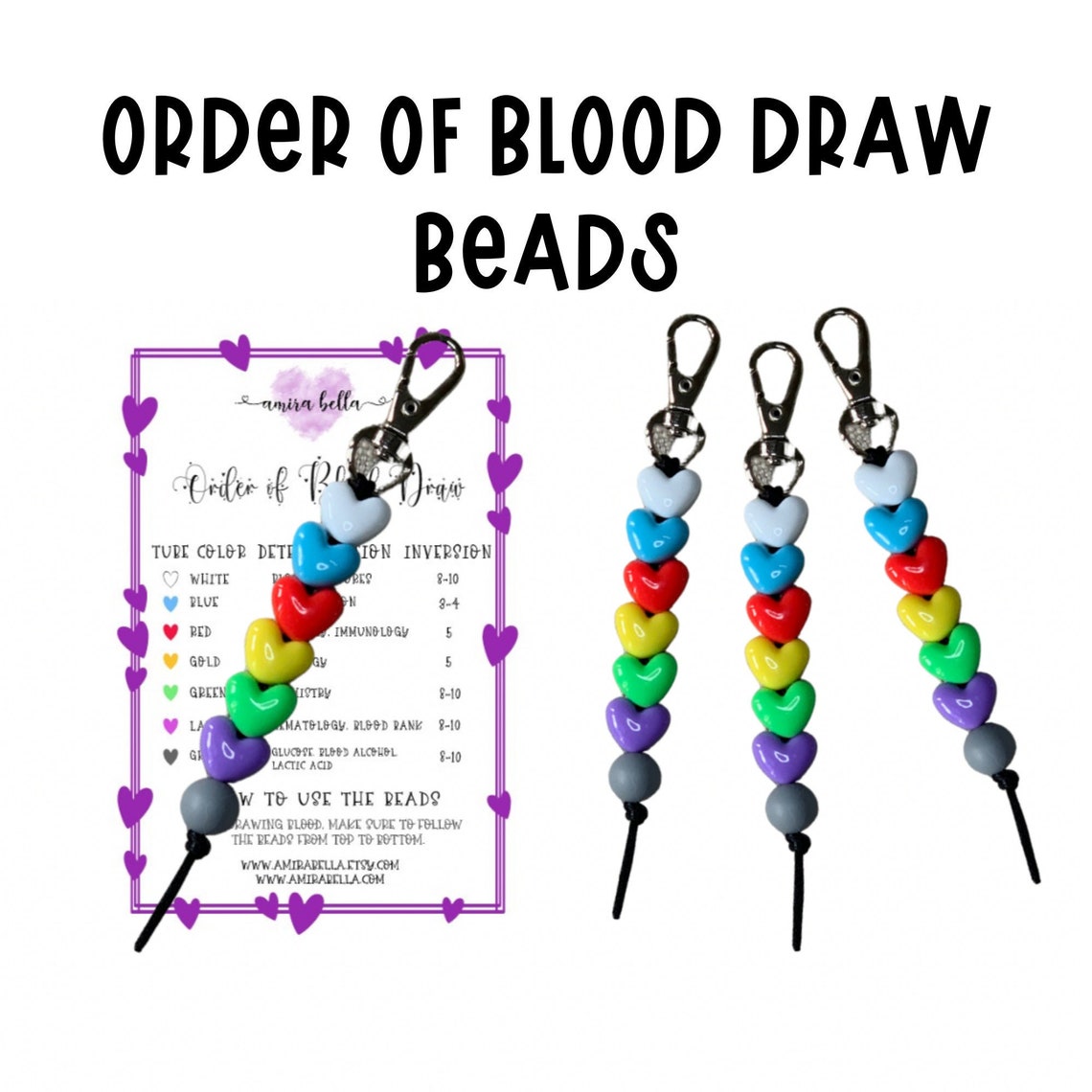 Order of Blood Draw Beads Clip on Badge Reel Accessory - Etsy