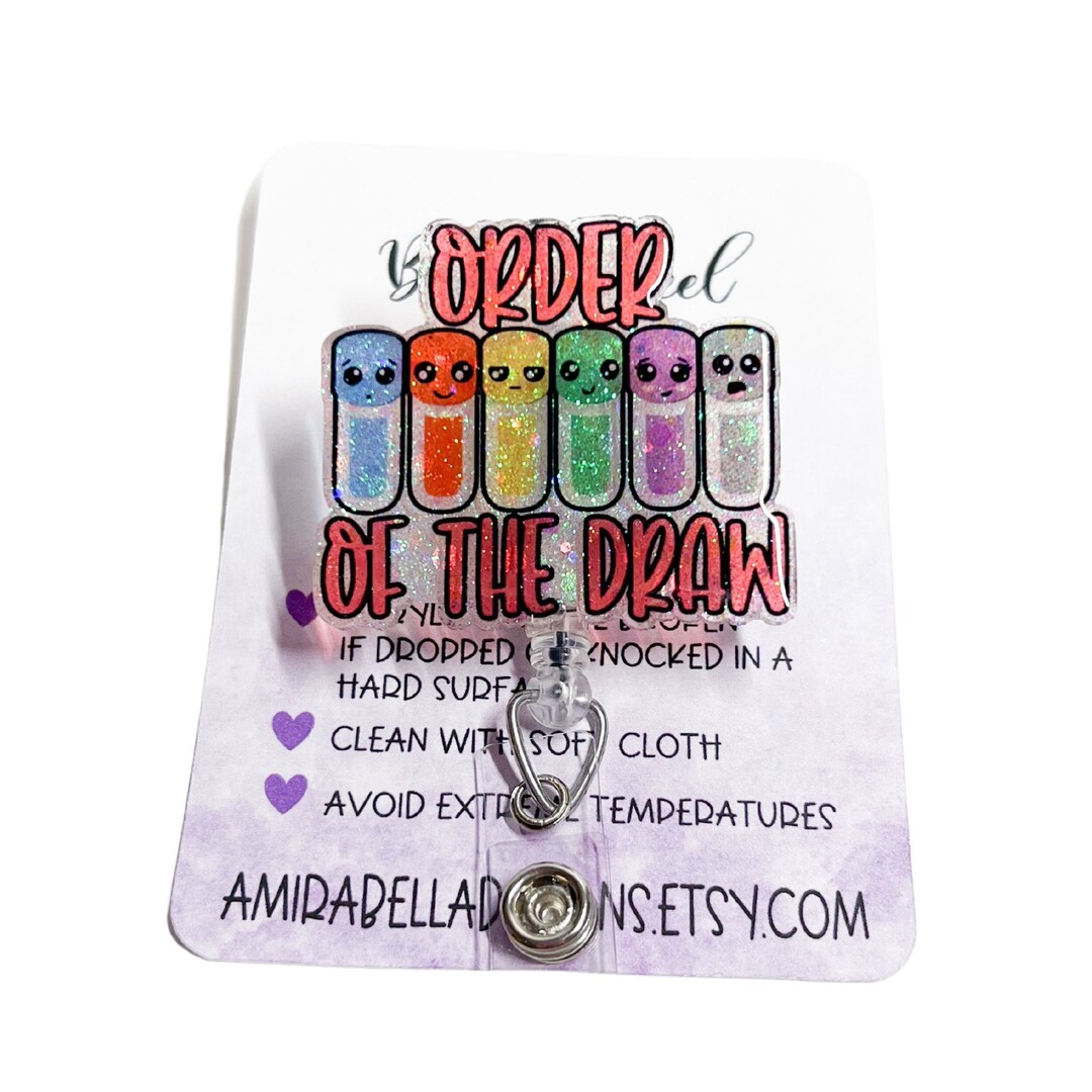 Order of Blood Draw Badge Reel, Clip on Badge Reel Accessory Resource ...