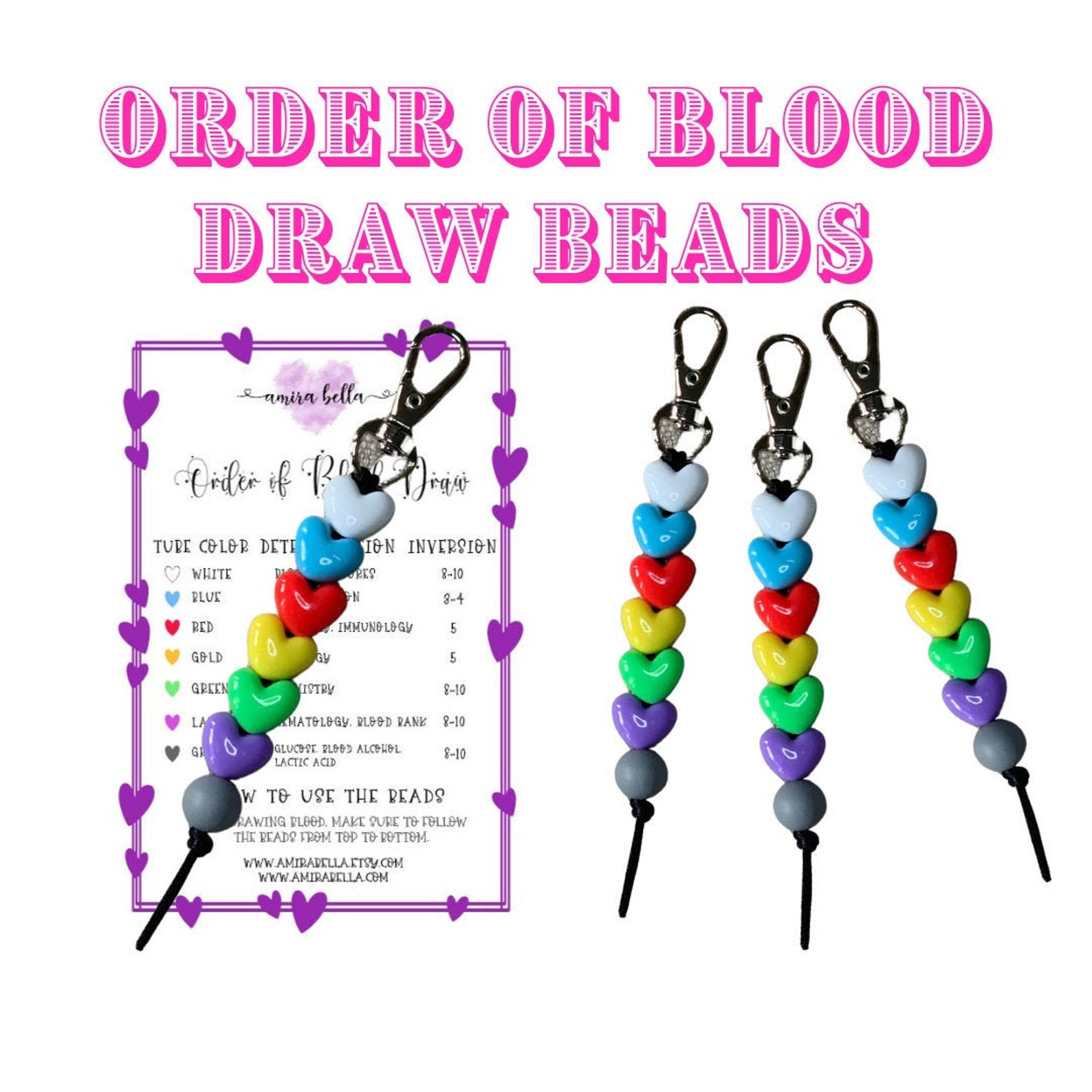 Order of Blood Draw Beads Clip On Badge Reel Accessory | Etsy