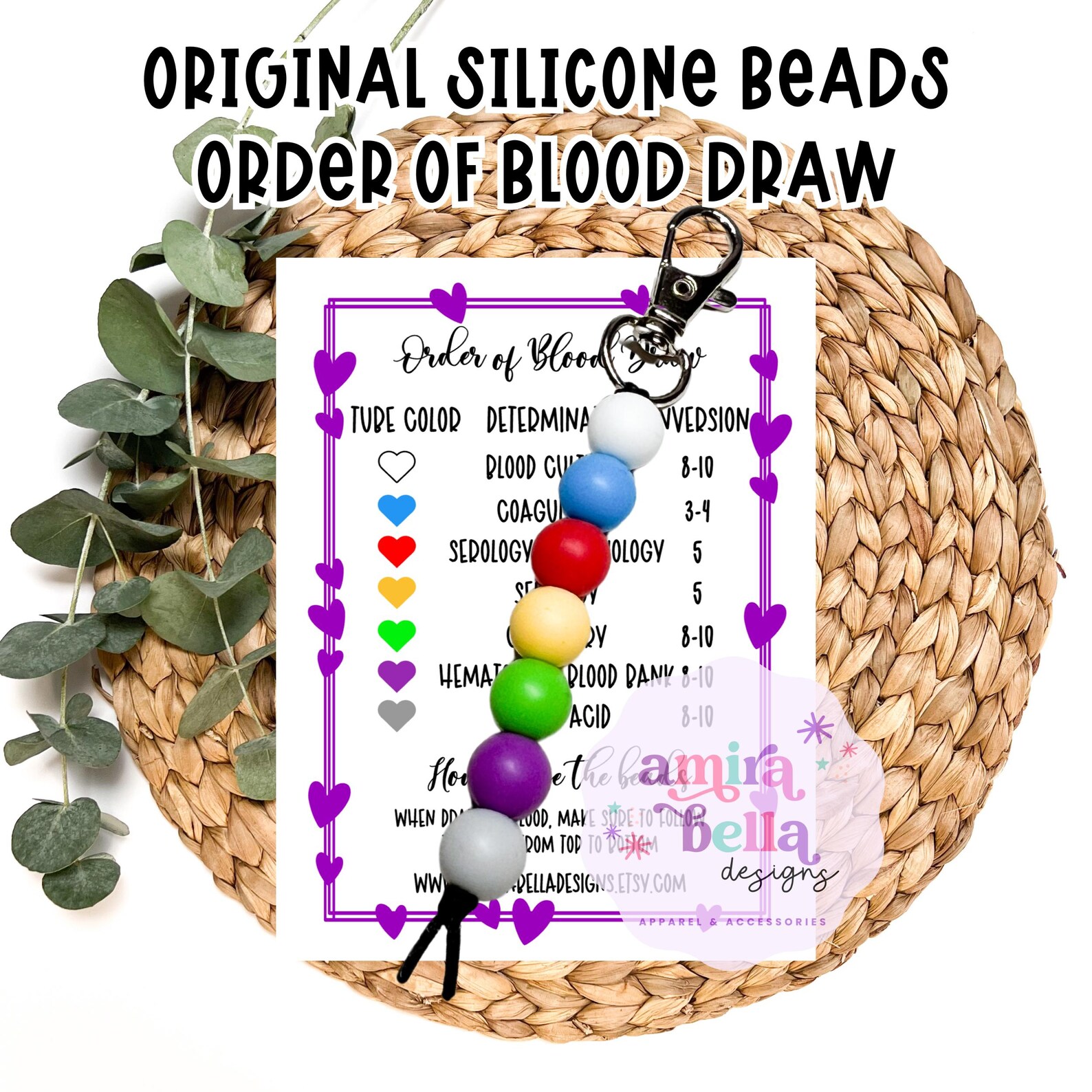 Order of Blood Draw Beads, Badge Reel Accessory for Student Nurses ...