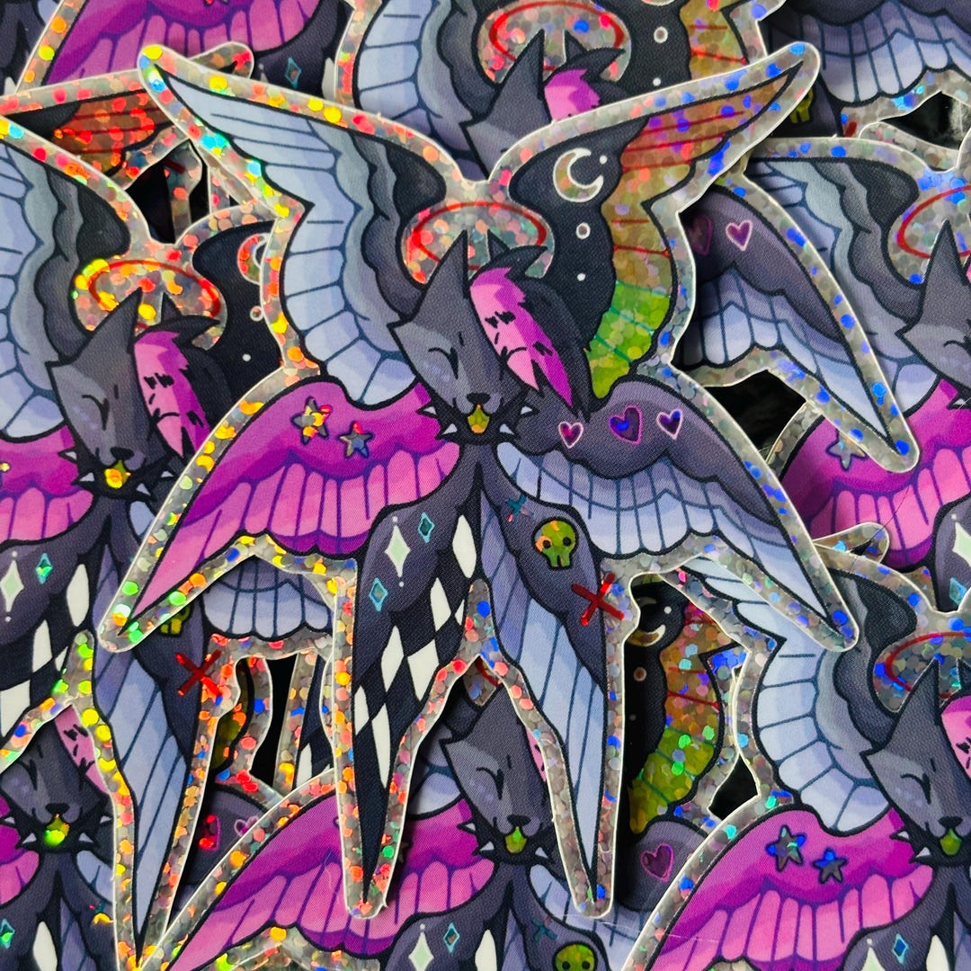 Sparkledog Seraph Glitter Sticker - Etsy