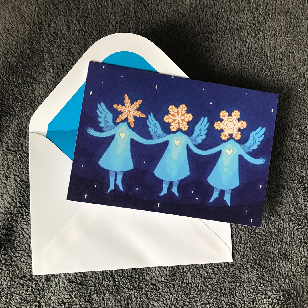 Snowflake Angels Greeting Card - Etsy