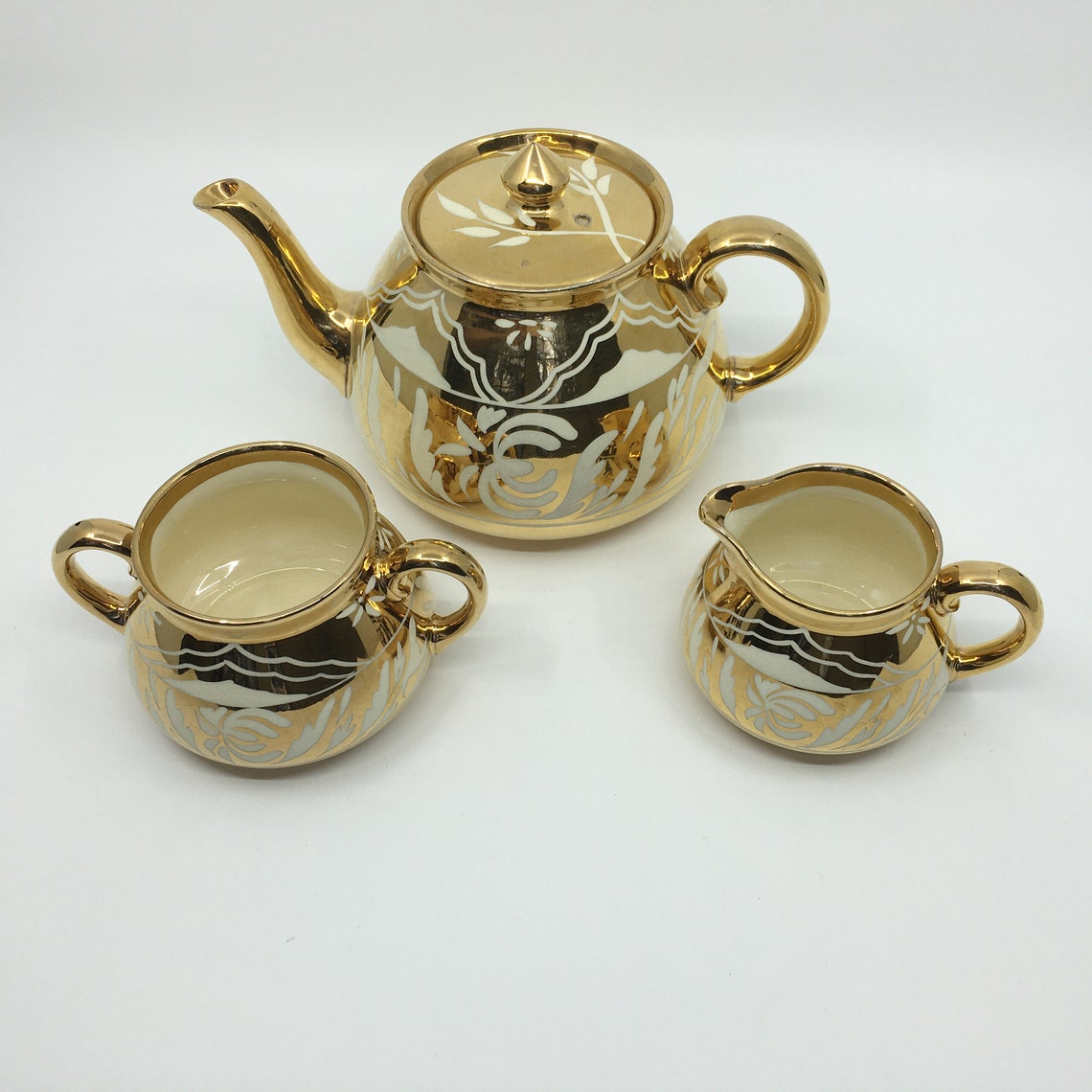 Gibsons Gold Tea Set With White Motif - Etsy