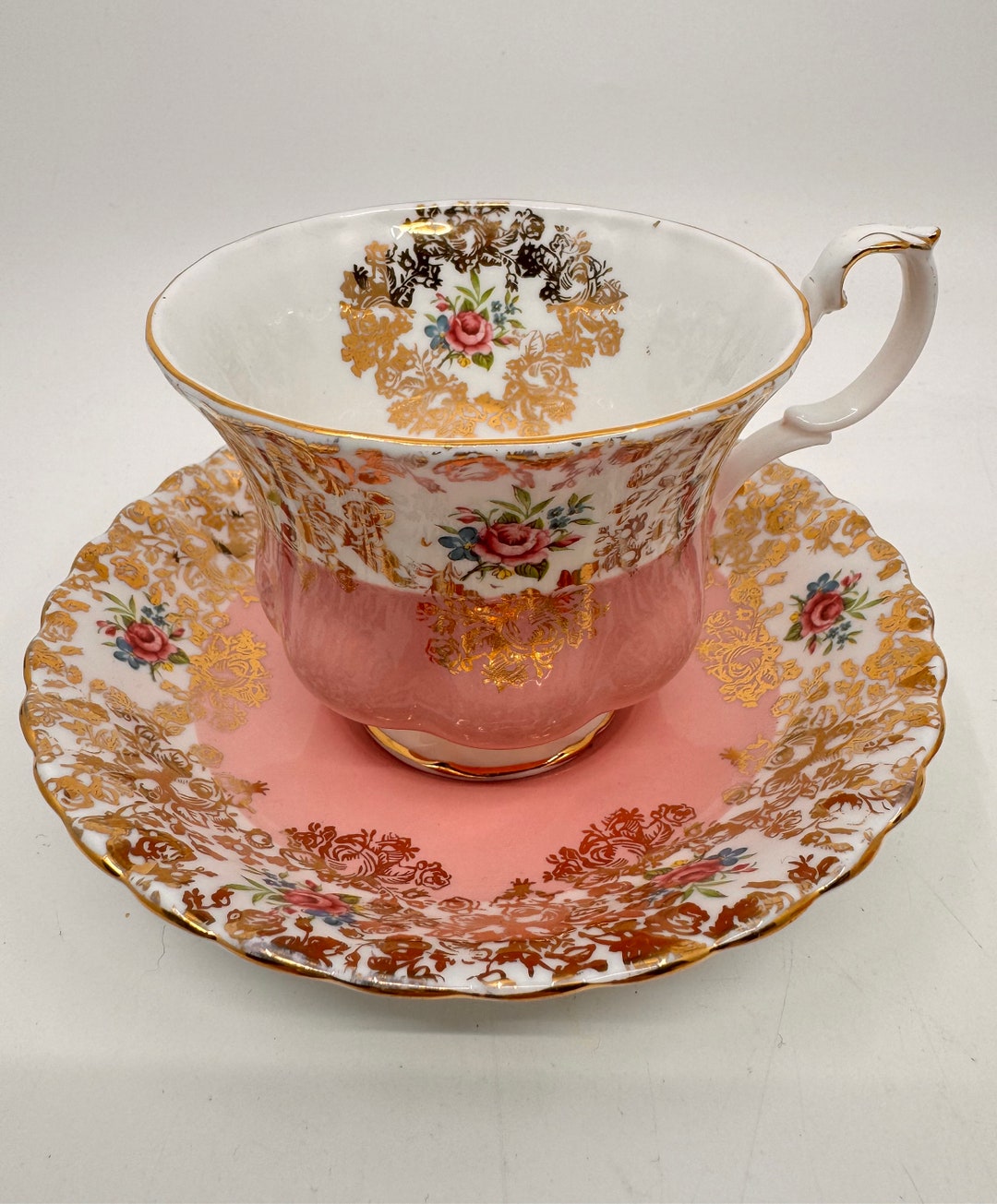 Royal Albert Picardy Series Pink Teacup - Etsy