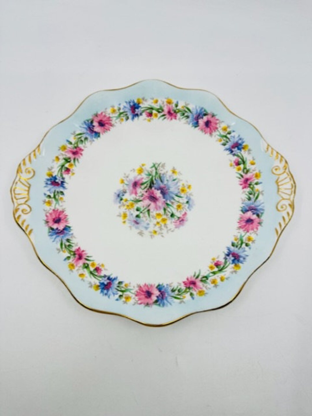 Foley Cornflower Blue Cake Plate - Etsy