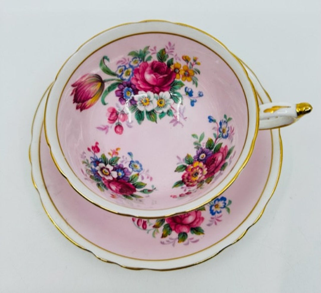Paragon Double Warrant Pale Pink With Floral Bouquet Teacup and Saucer ...
