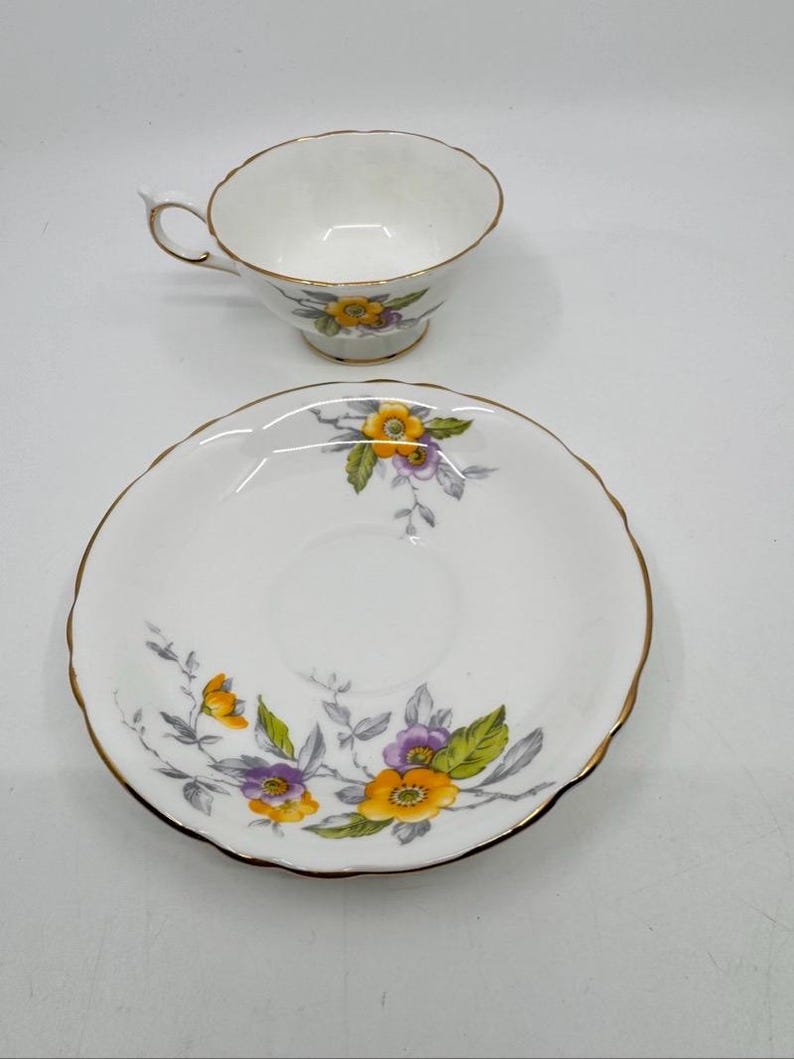 Paragon Double Warrant Blue Floral Teacup and Saucer - Etsy