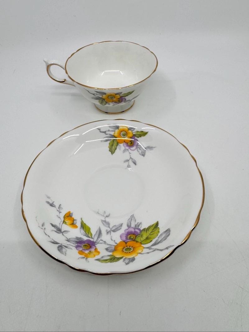 Paragon Double Warrant Blue Floral Teacup and Saucer - Etsy