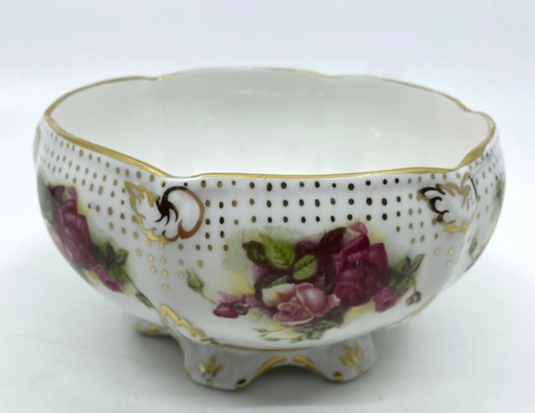 Royal Chelsea Golden Rose Footed Bowl - Etsy