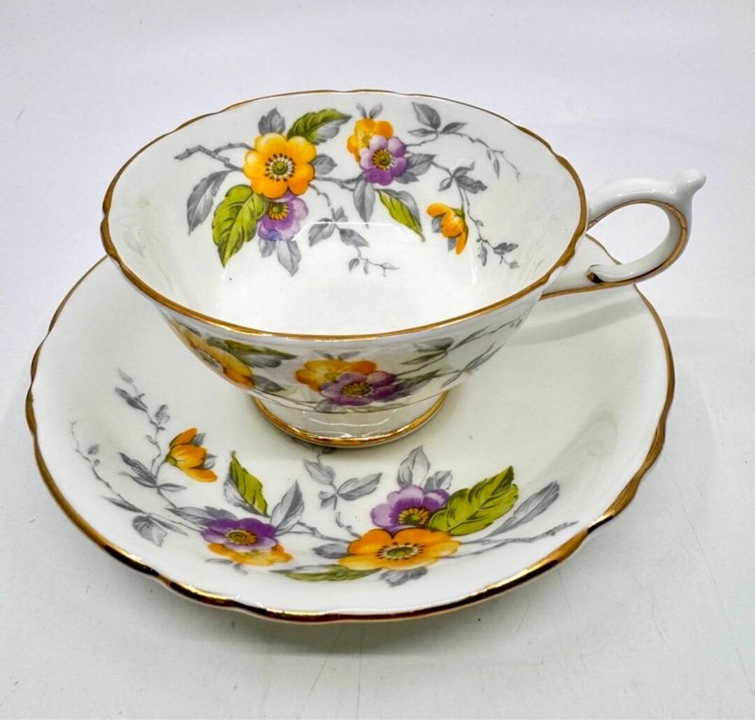 Paragon Double Warrant Blue Floral Teacup and Saucer - Etsy