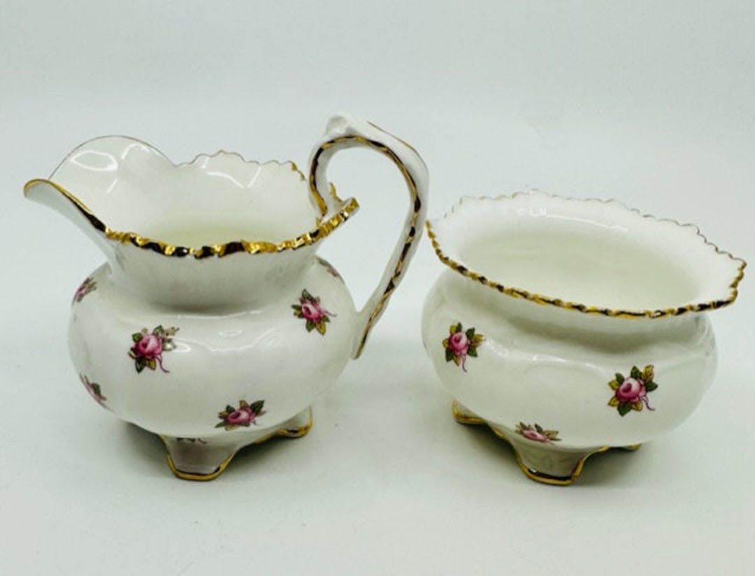 Aynsley Rosebud Pattern Cream and Sugar - Etsy