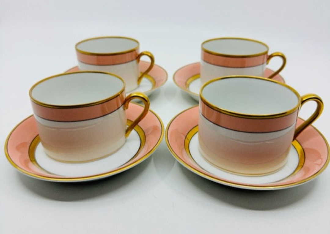 Fitz and Floyd Renaissance Peach Set of Four Cups and Saucers - Etsy