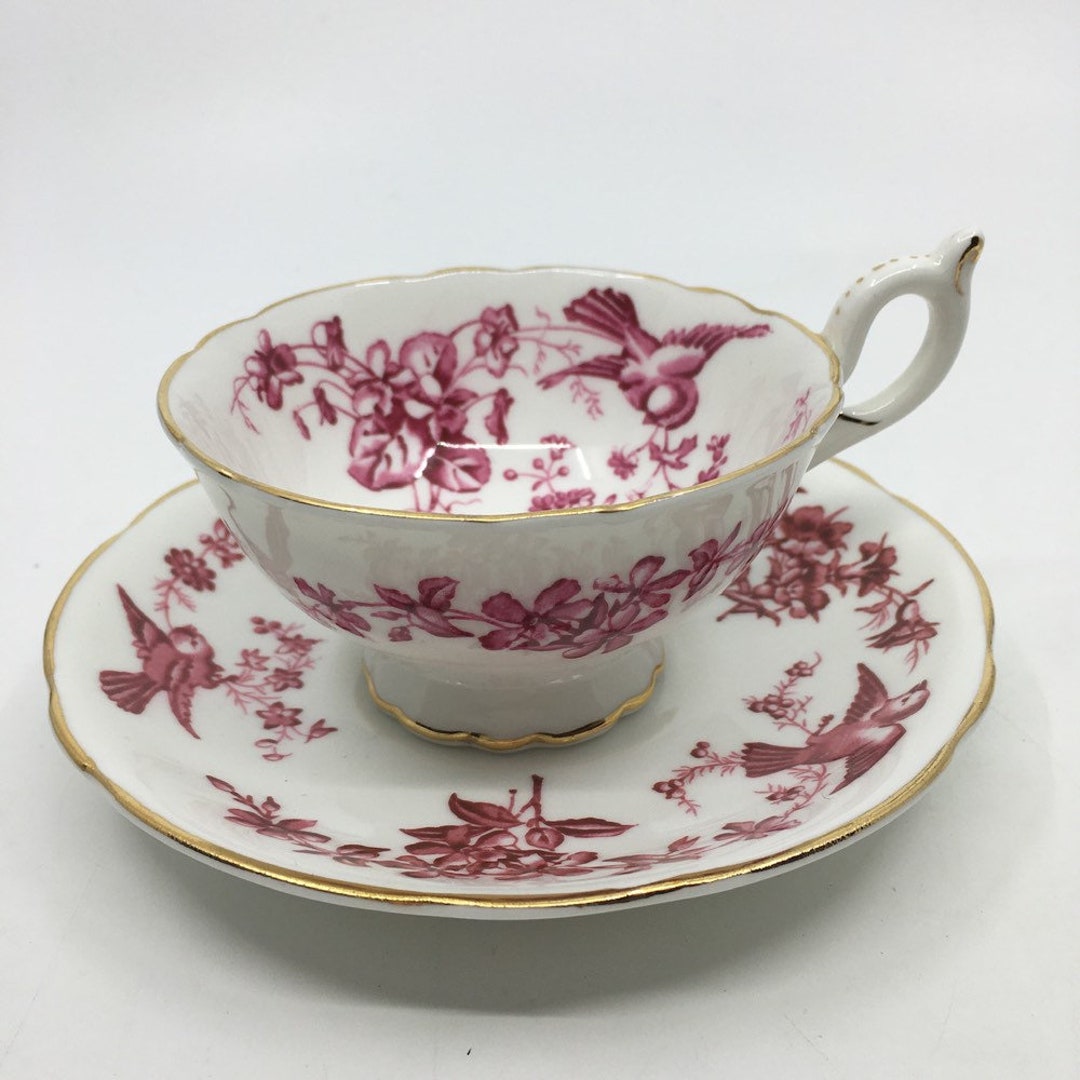 Coalport Wide-mouth Teacup -bold Pink Bird and Floral Motif - Etsy