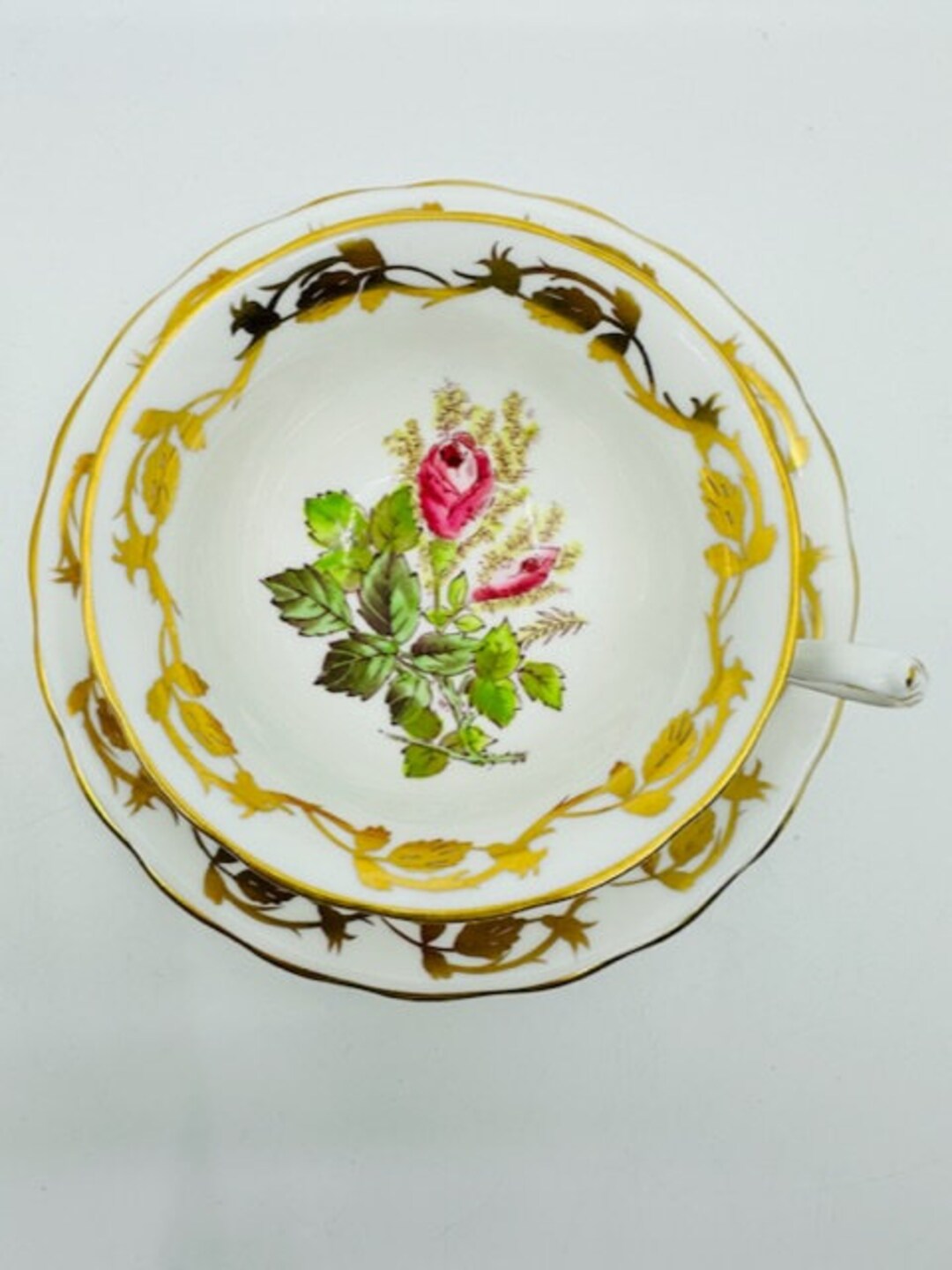 Royal Chelsea Moss Rose Teacup and Saucer - Etsy
