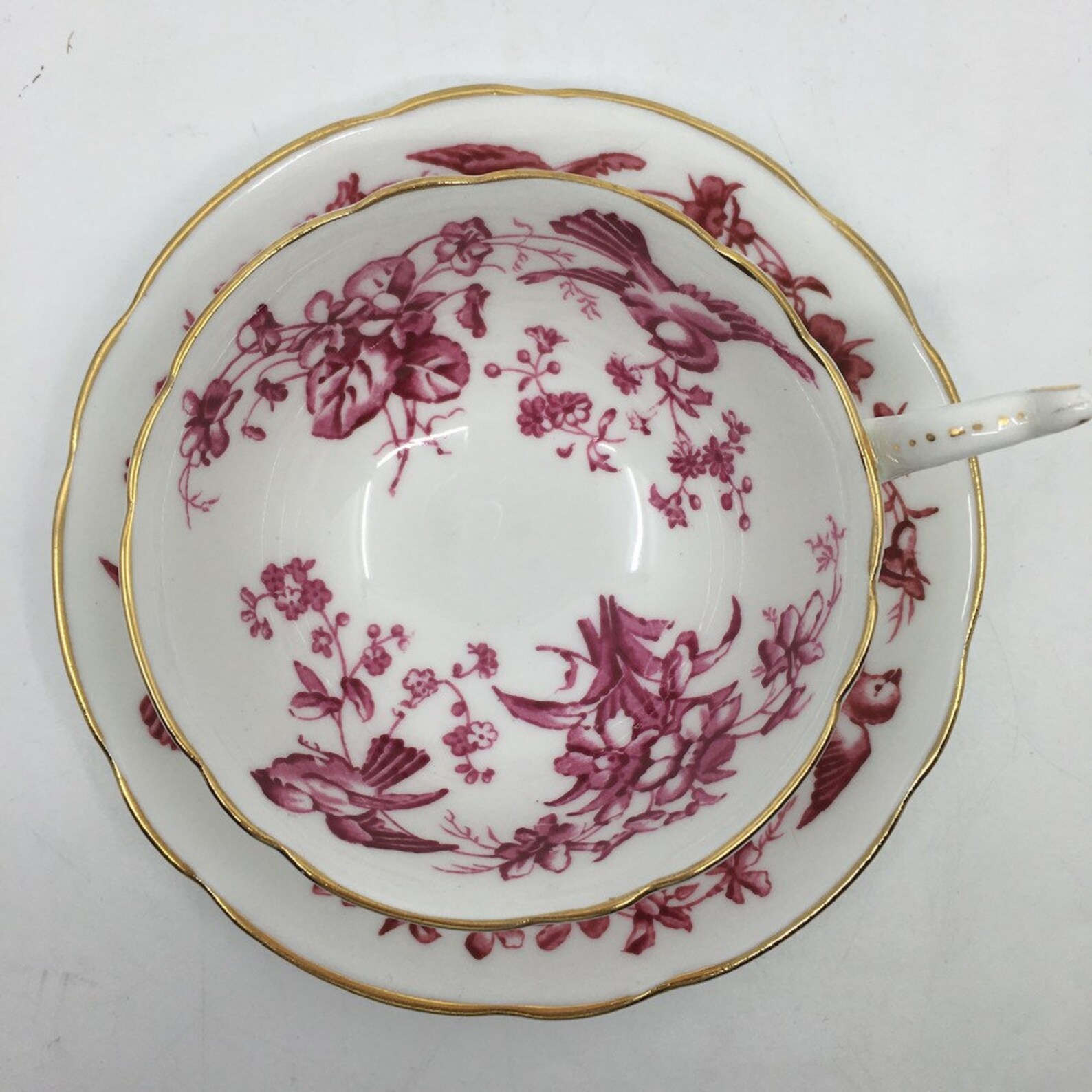Coalport Wide-mouth Teacup -bold Pink Bird and Floral Motif - Etsy