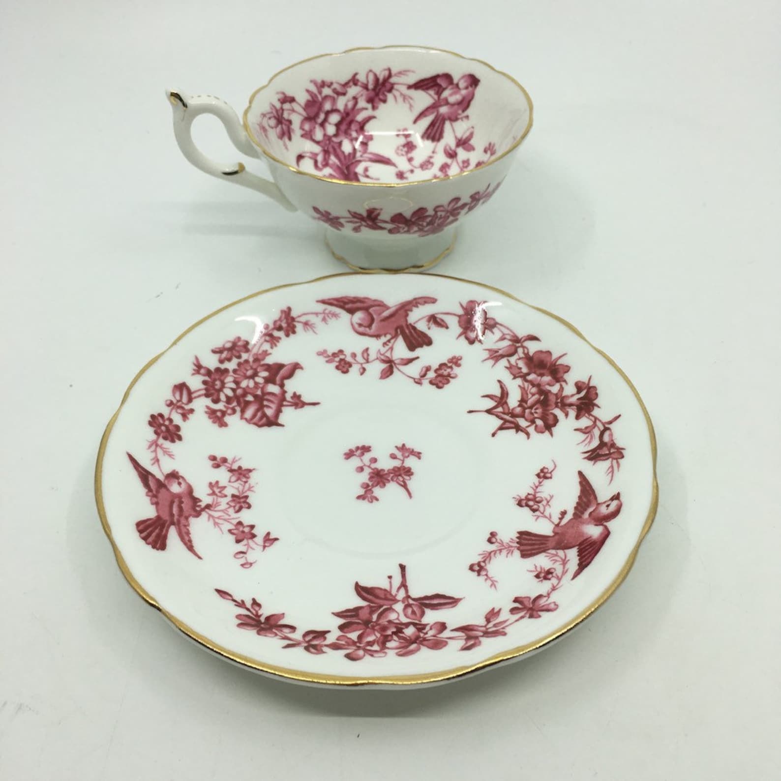 Coalport Wide-mouth Teacup -bold Pink Bird and Floral Motif - Etsy