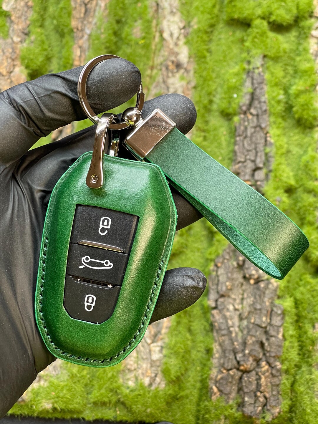 Custom Leather Key Fob Cover for 3008 5008 C4 C5 – Handmade Case for 3 ...