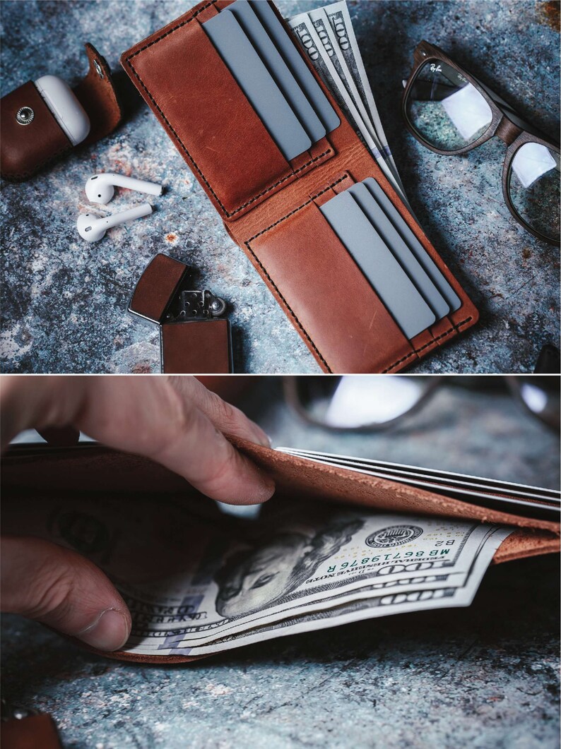 Panda Bear Leather Wallet for Men Brown Leather Wallet Panda - Etsy