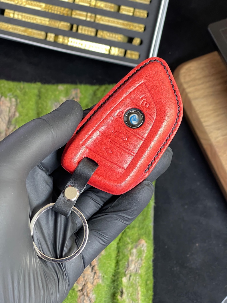 Leather Car Key Cover Closed Buttons for I4 I3 M3 M4 M5, Keychain for G ...