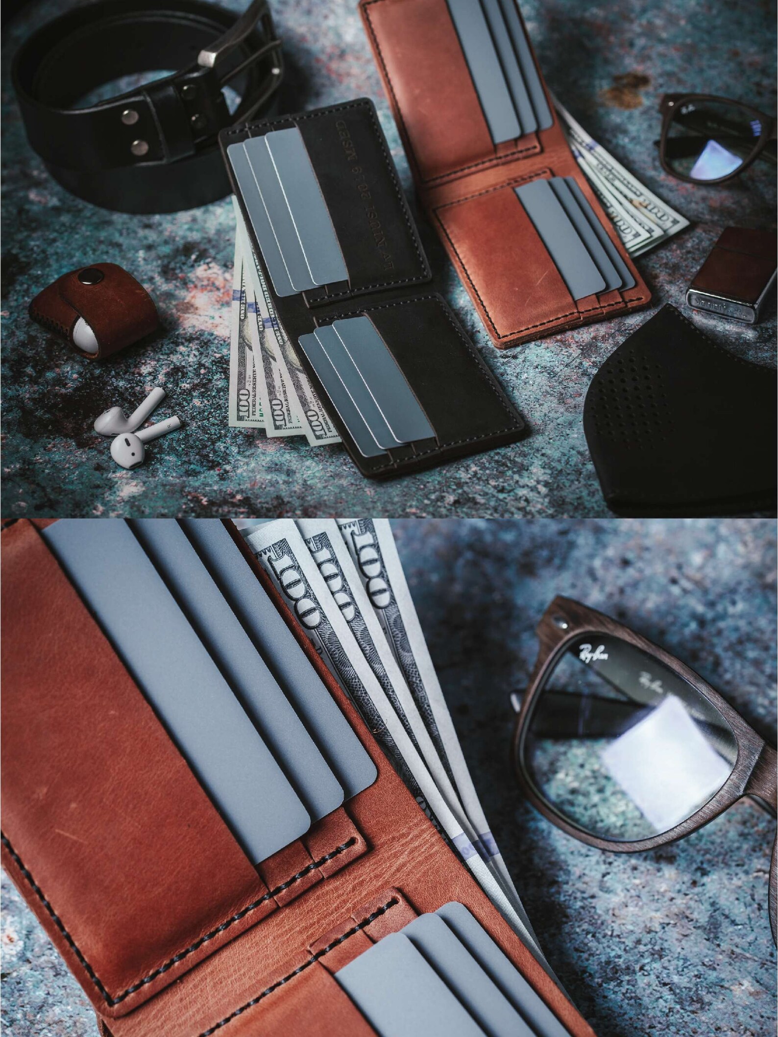 Panda Bear Leather Wallet for Men Brown Leather Wallet Panda | Etsy