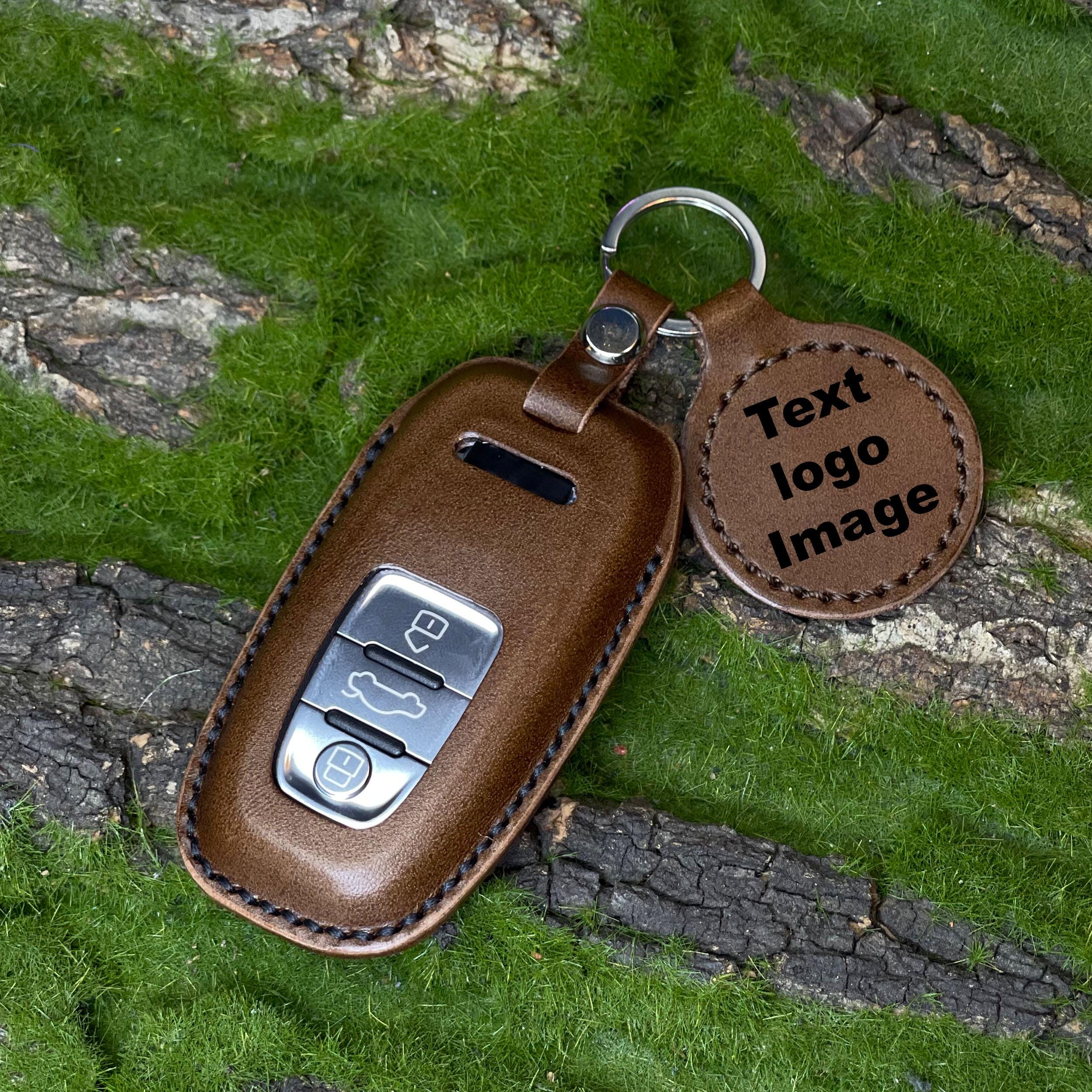 Leather Key Fob Cover for Car A3 A4 A5 A6 S5 Q3 Q5 Q7, Leather Key Fob ...