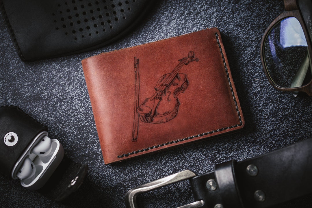 Violin Personalized Leather Bifold Wallet Violin Player Musicians Gift ...