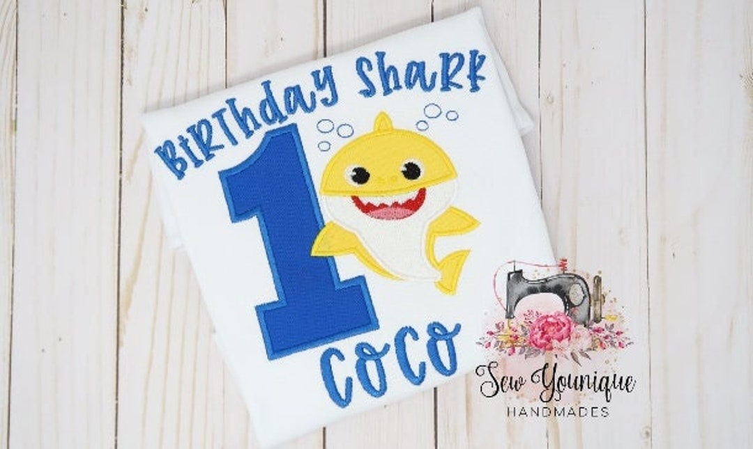 Baby Shark Inspired Birthday Shirt, 1st Birthday - Boy Shark, Yellow ...