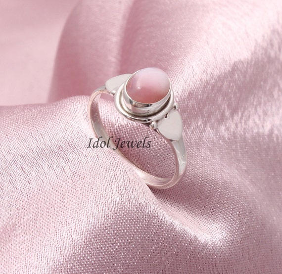 Pink Opal Ring Heart