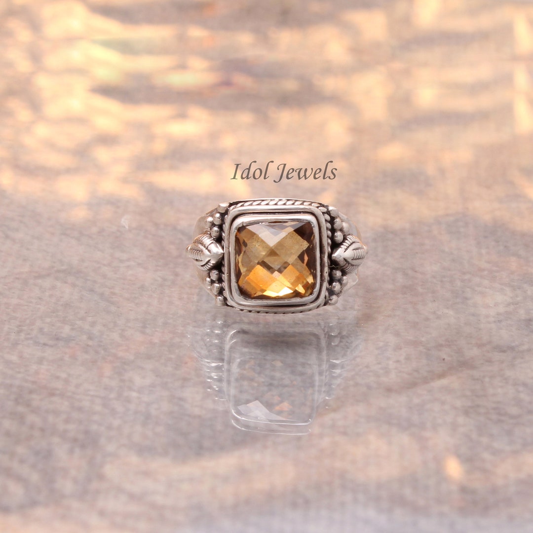 Natural Citrine Ring-925 Solid Silver Ring-square Cut Stone - Etsy