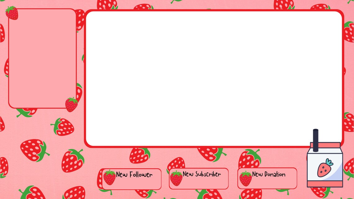 Cute Strawberry Overlay, Twitch Overlay, Stream Overlay, Animated - Etsy UK
